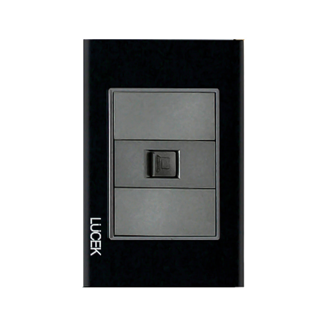 Placa Conexión Módem-Internet Cristal Negro | Eléctrica Alessa